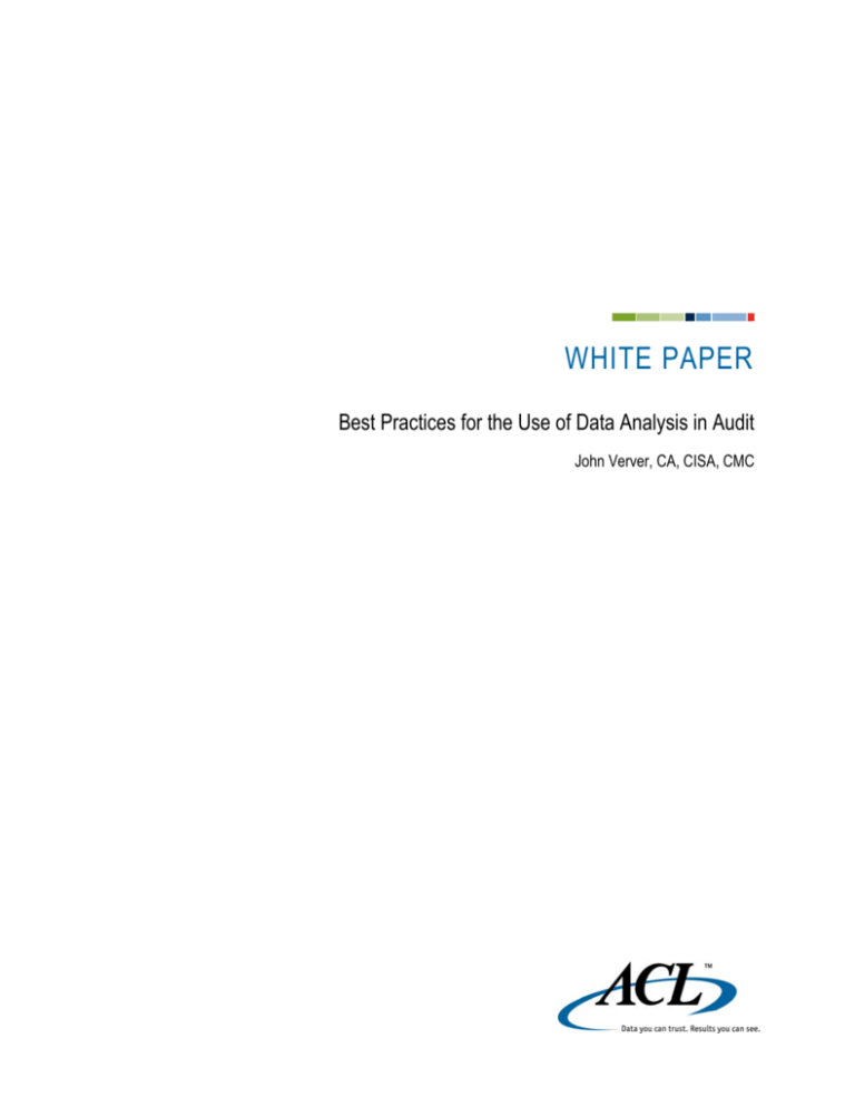Best Practices For The Use Of Data Analysis In Audit