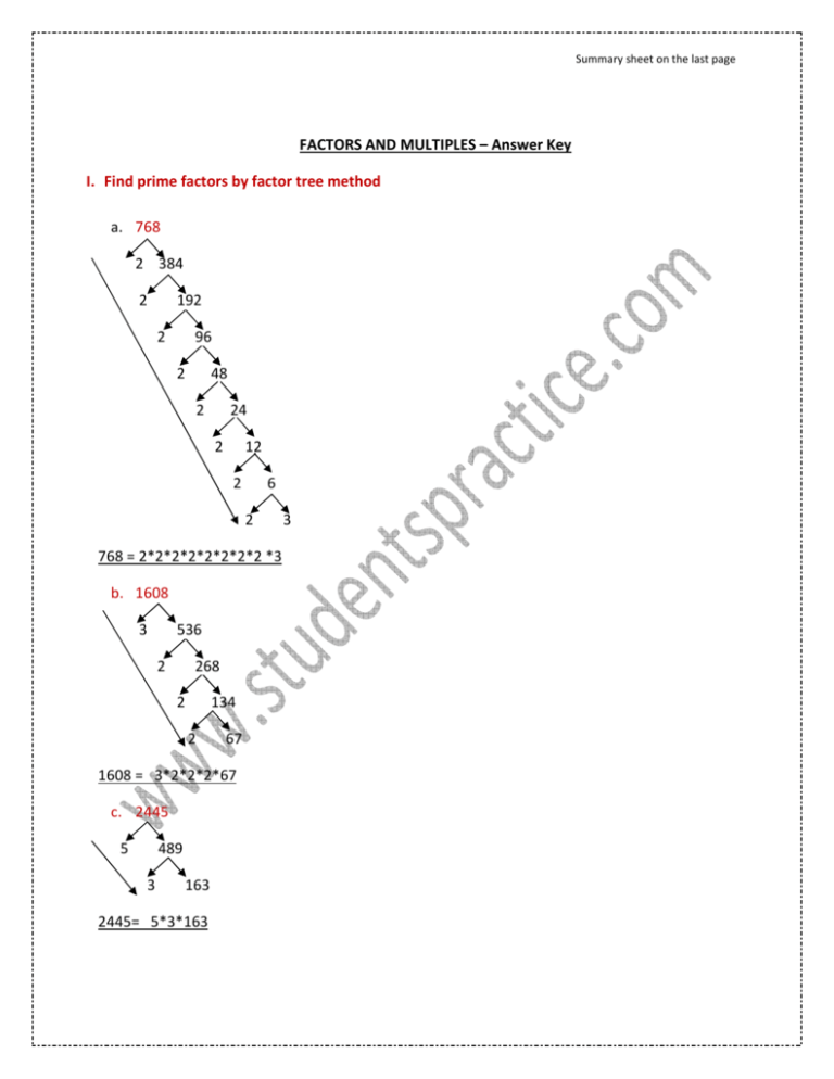 Factors And Multiples Factors And Multiples