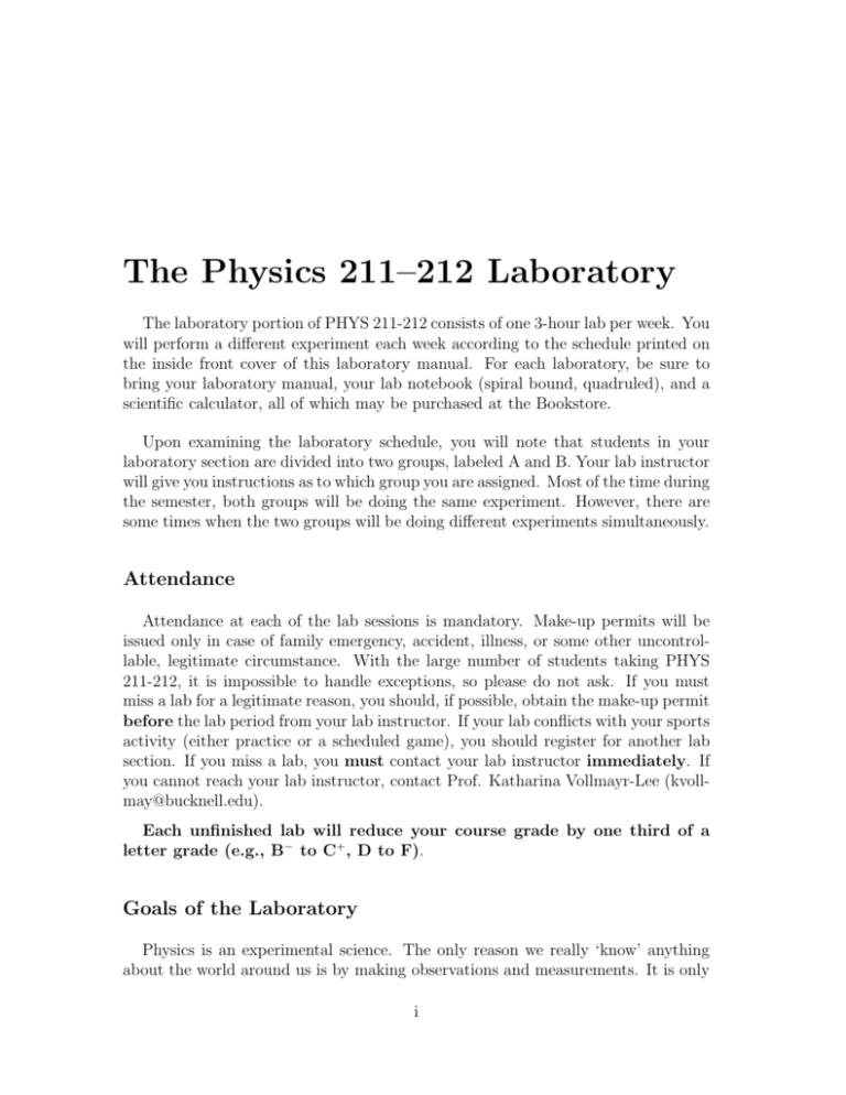 The Physics 211–212 Laboratory