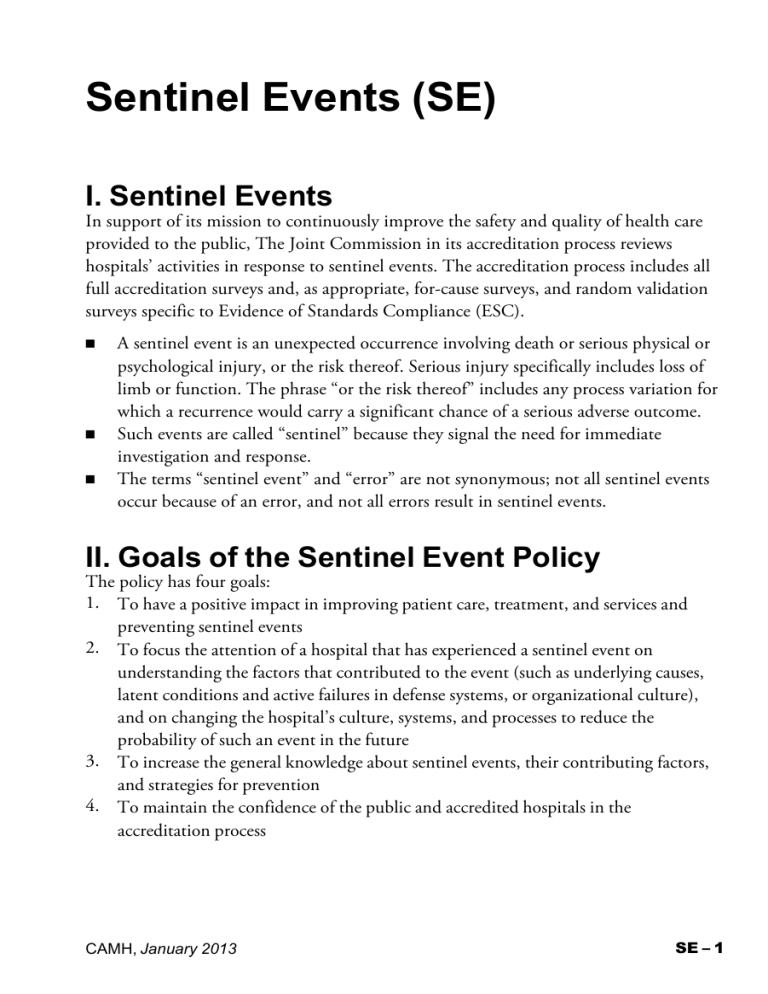 Sentinel Events SE 