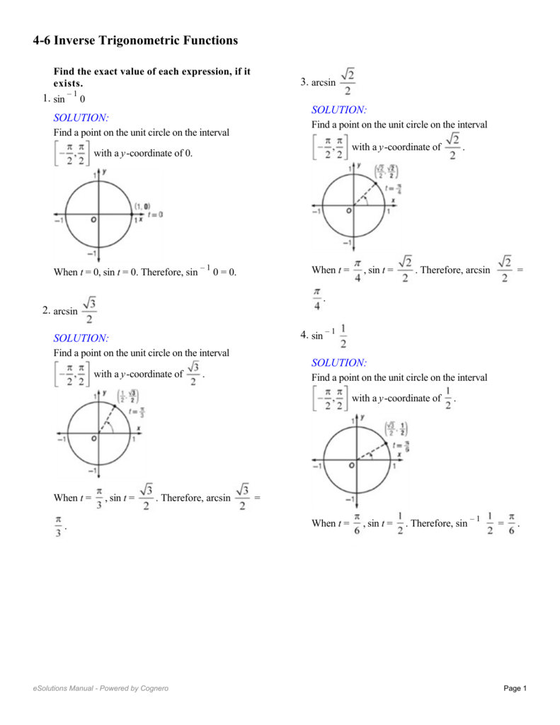 How To Find Exact Value Of Inverse Trig Functions
