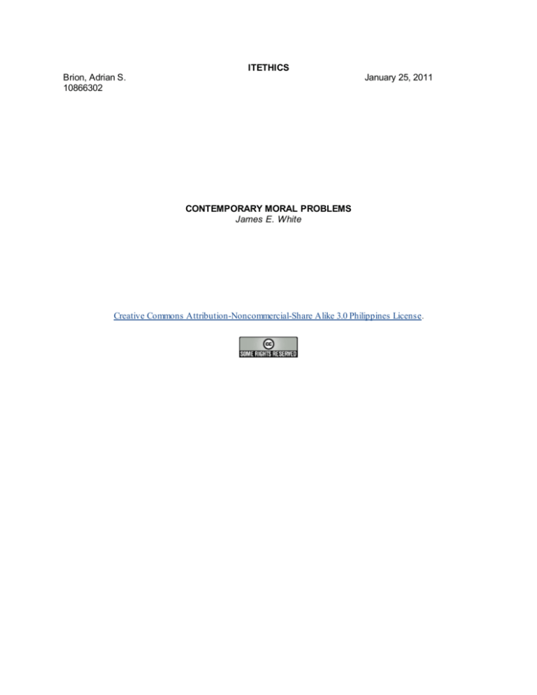 Contemporary Moral Problems Contemporary Moral Problems