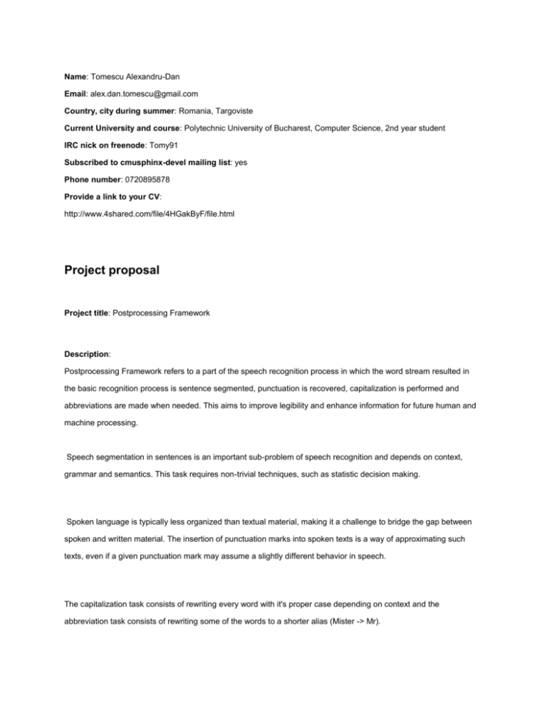 Project proposal
