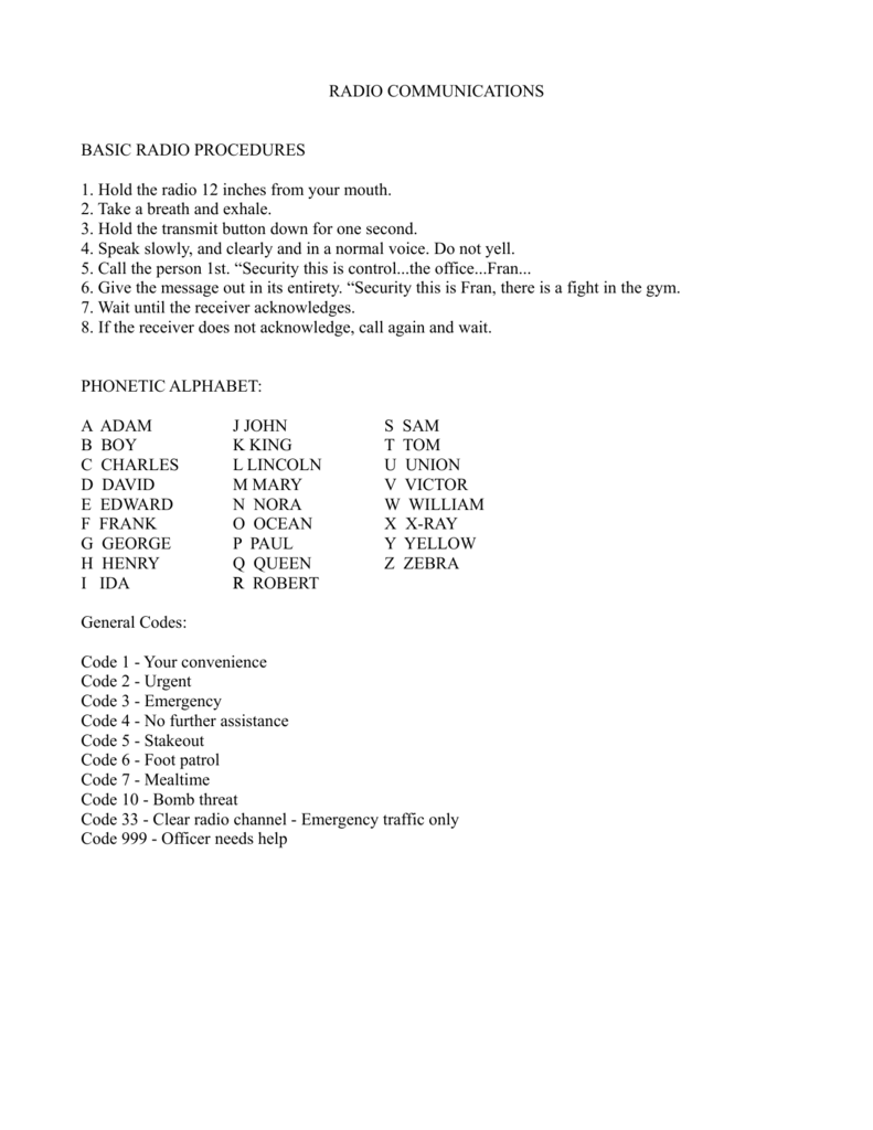 RADIO COMMUNICATIONS BASIC RADIO PROCEDURES 1 Hold