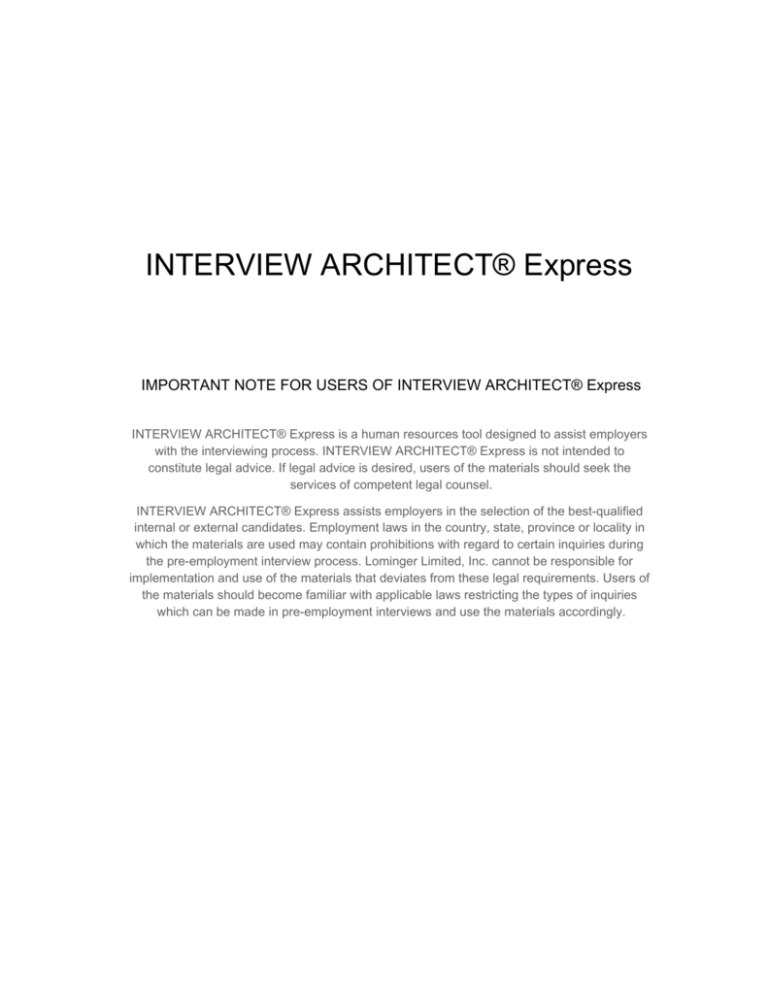 Interview Architect Express: Competency-Based Interview Guide