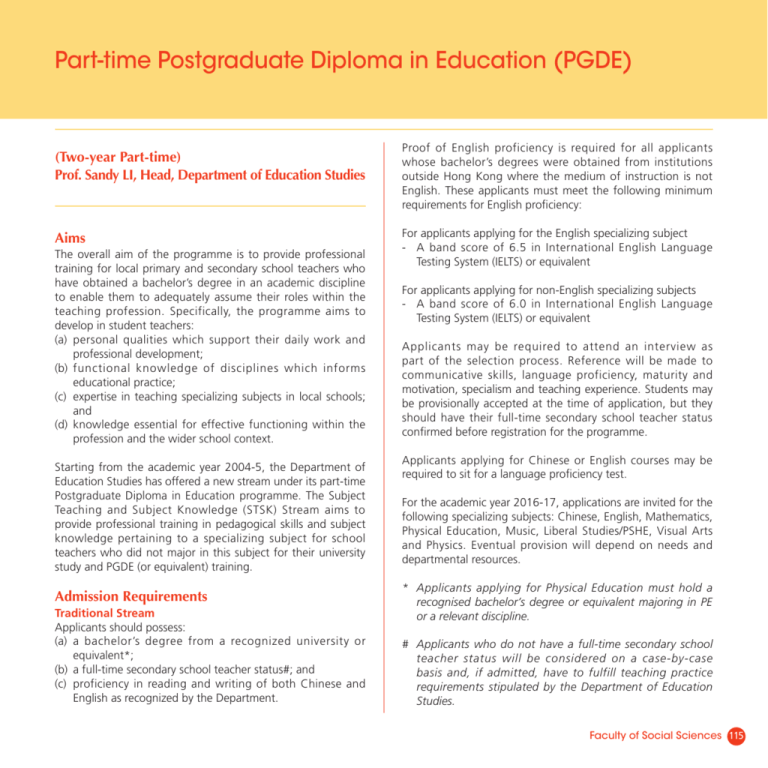 Part-time PGDE Program Details & Admission Requirements