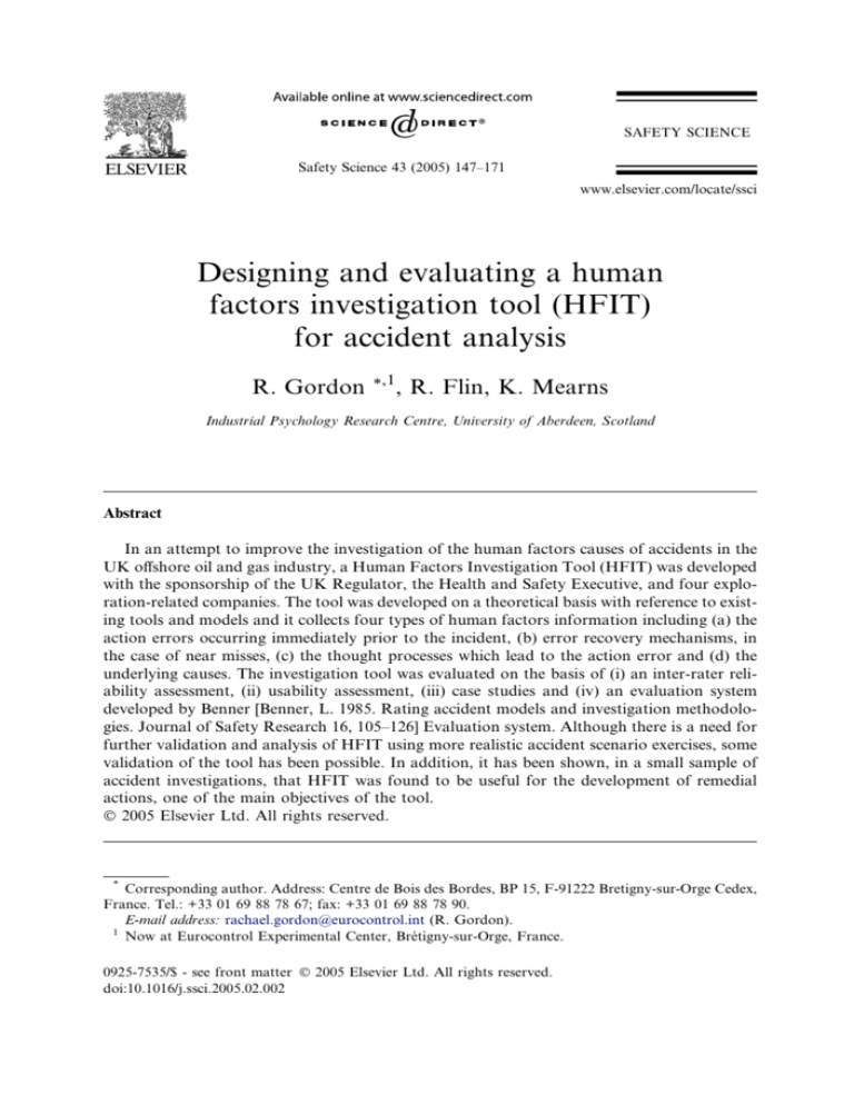 HFIT: Human Factors Investigation Tool for Accident Analysis