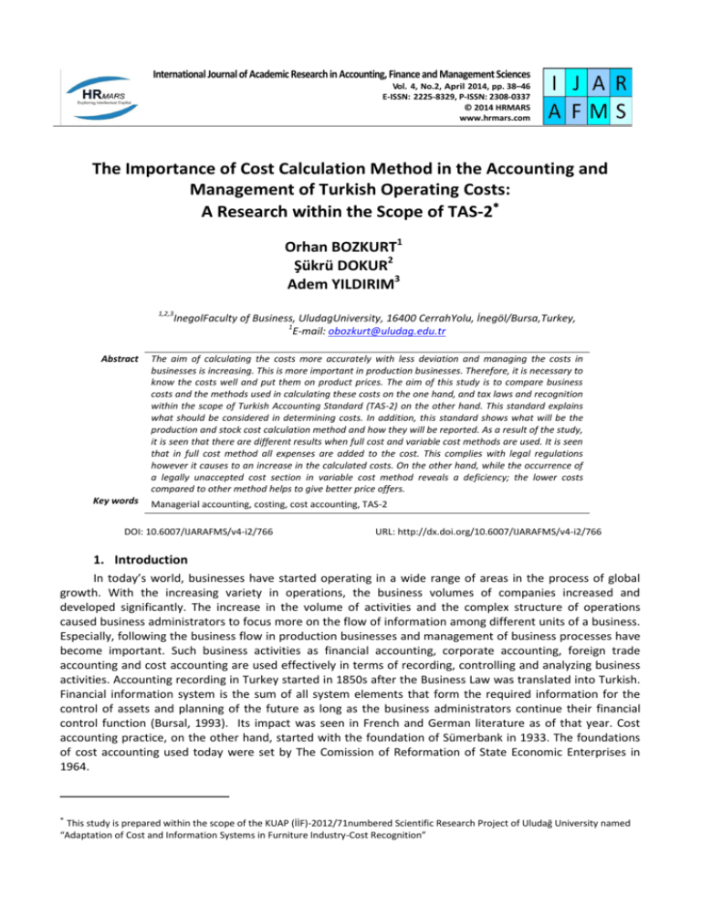 The Importance Of Cost Calculation Method In The Accounting And The Importance Of Cost Calculation Method In The Accounting And