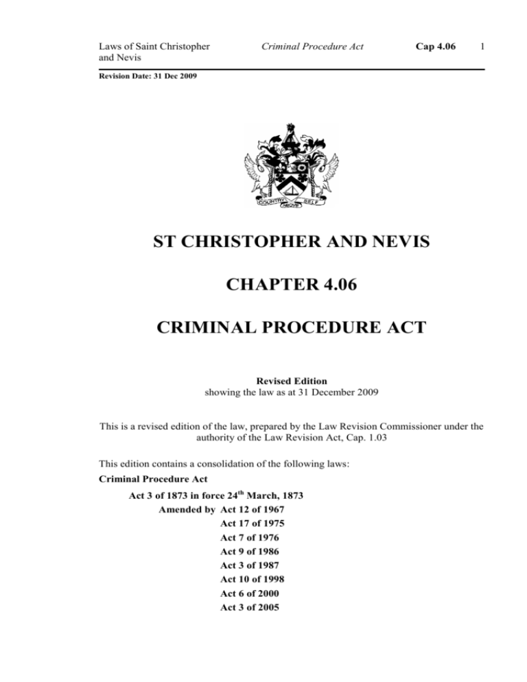 Criminal Procedure Act Criminal Procedure Act