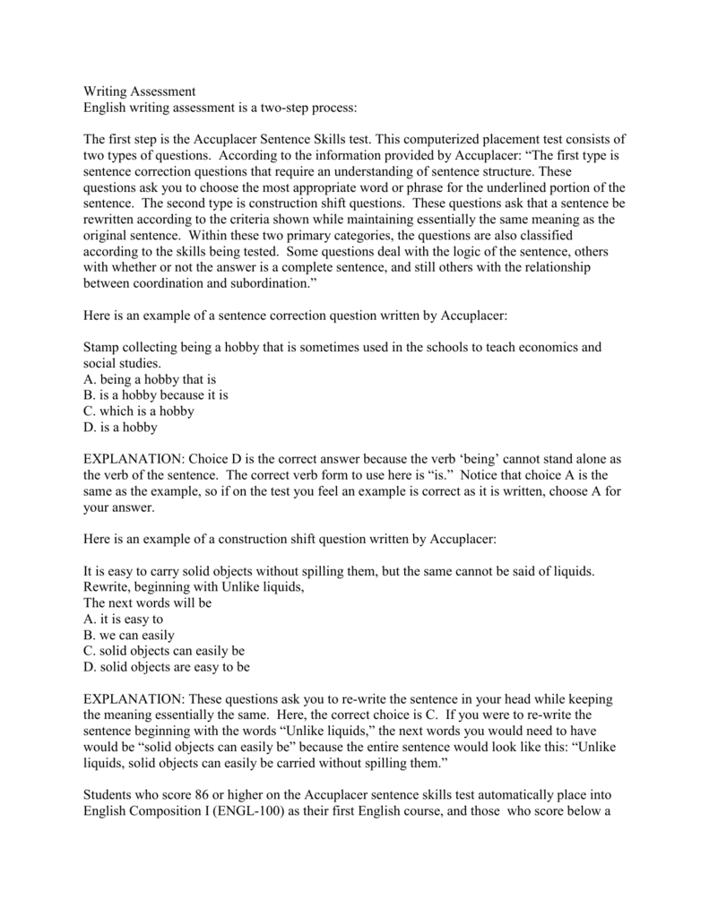Writing Assessment English Writing Assessment Is A Two