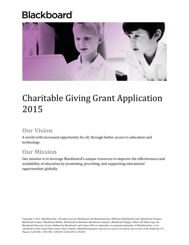 Charitable Giving Grant Application 2015