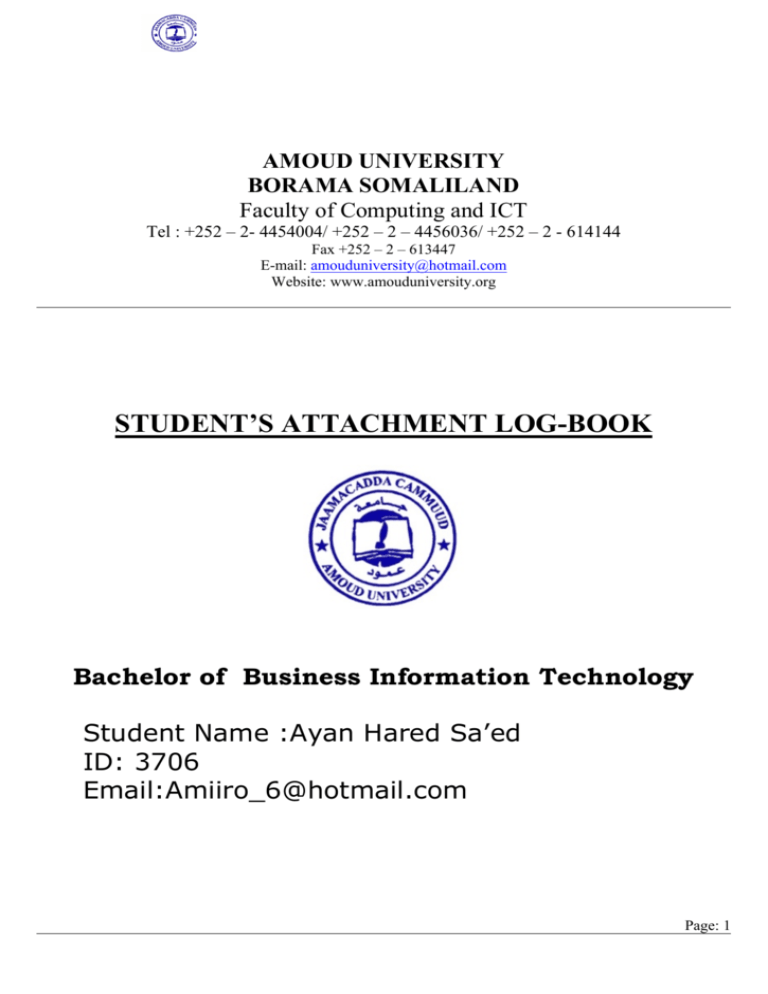 STUDENT S ATTACHMENT LOG BOOK