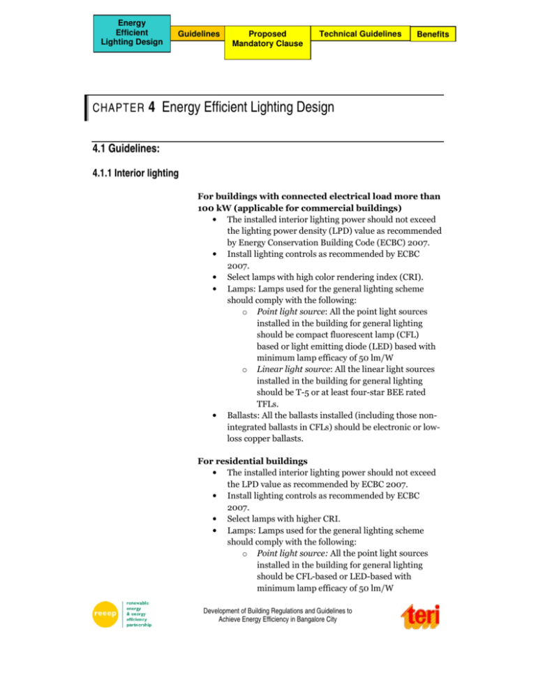 CHAPTER 4 Energy Efficient Lighting Design