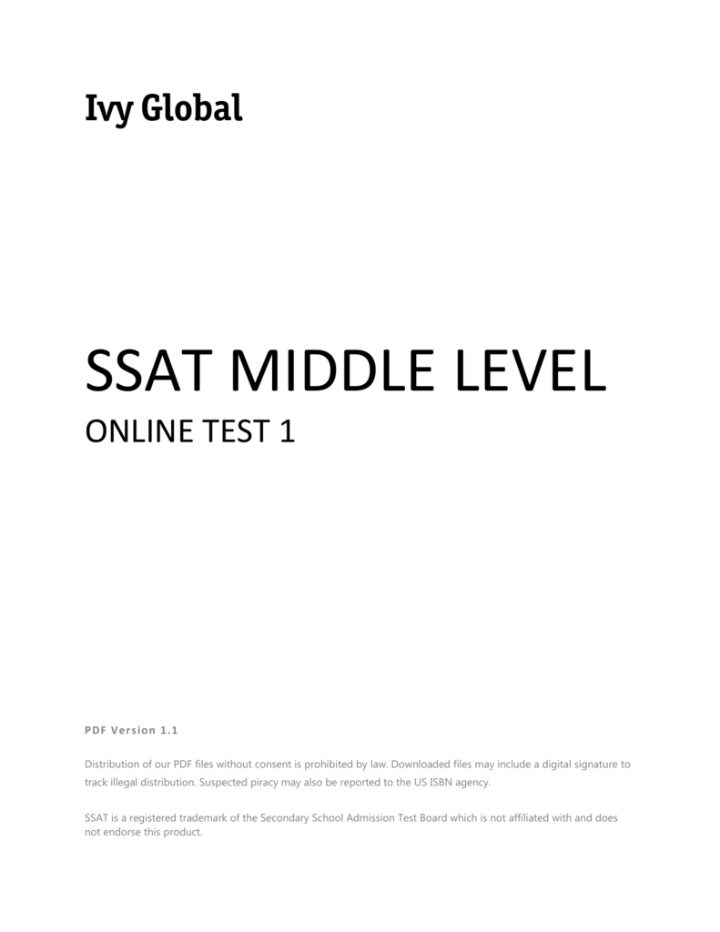 Ssat Middle Level Ssat Middle Level