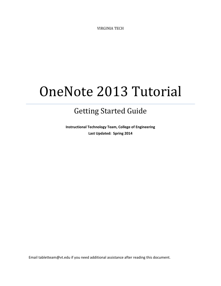 OneNote 2013 Tutorial - College of Engineering