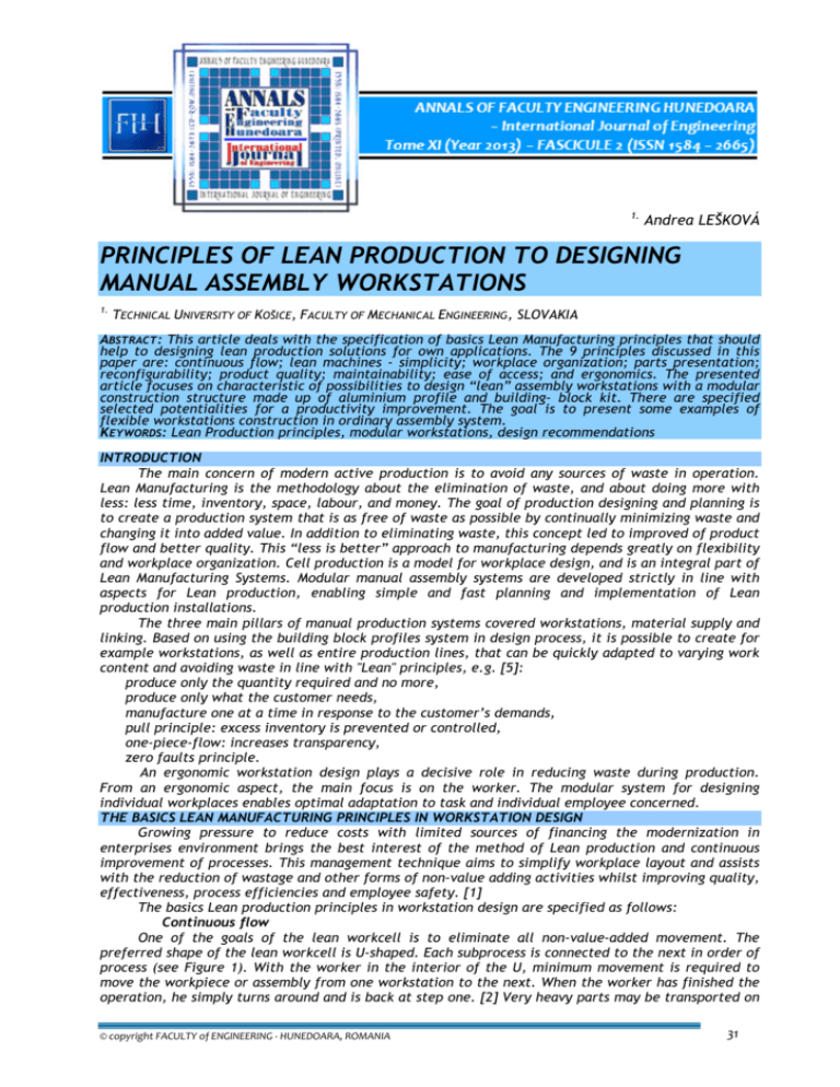 principles of lean production to designing manual assembly
