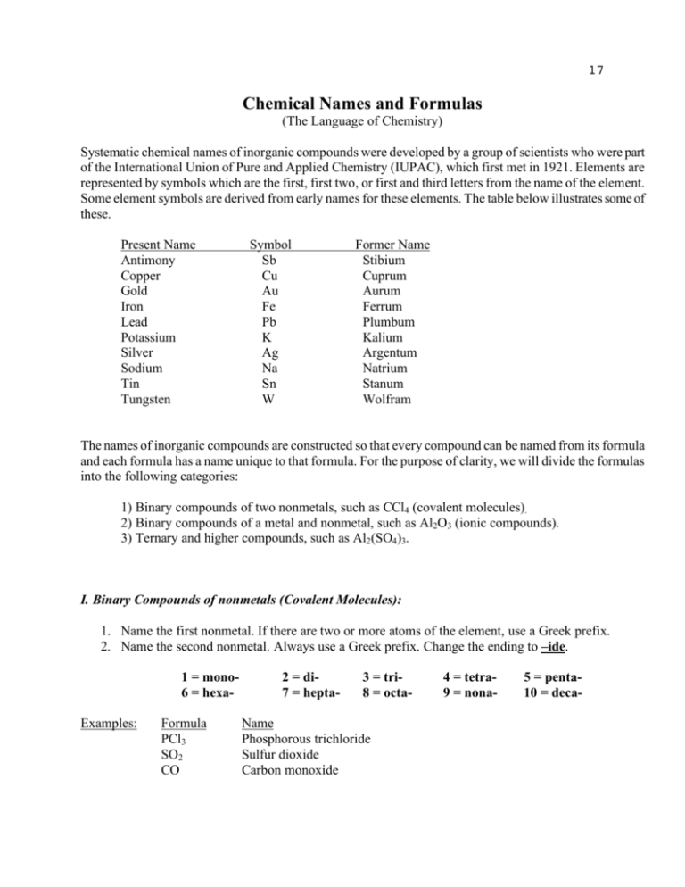 Chemical Names And Formulas The Chemistry 104 Homepage Chemical Names And Formulas The Chemistry 104 Homepage