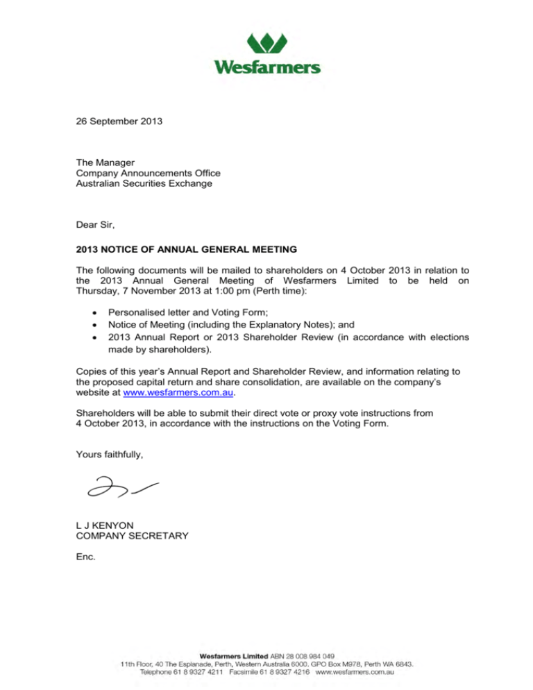 Notice Of Annual General Meeting