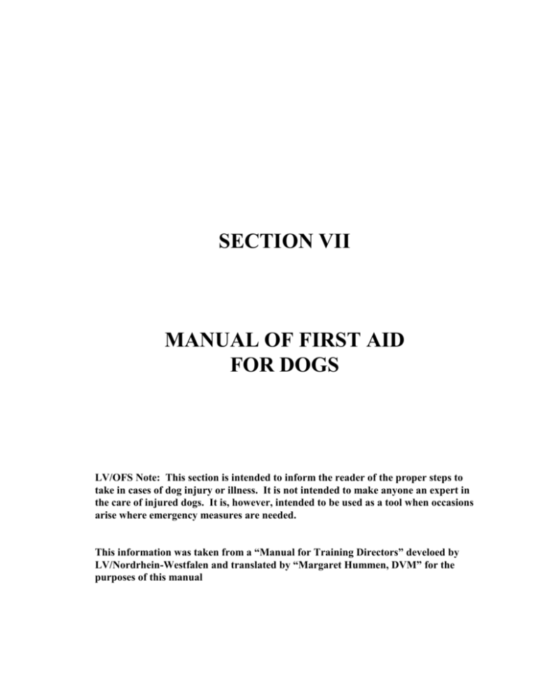 Section Vii Manual Of First Aid For Dogs Section Vii Manual Of First Aid For Dogs