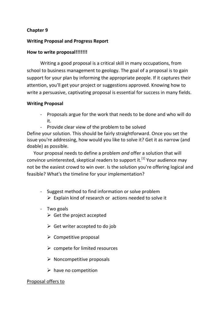 Chapter 9 Writing Proposal And Progress Report How To Write