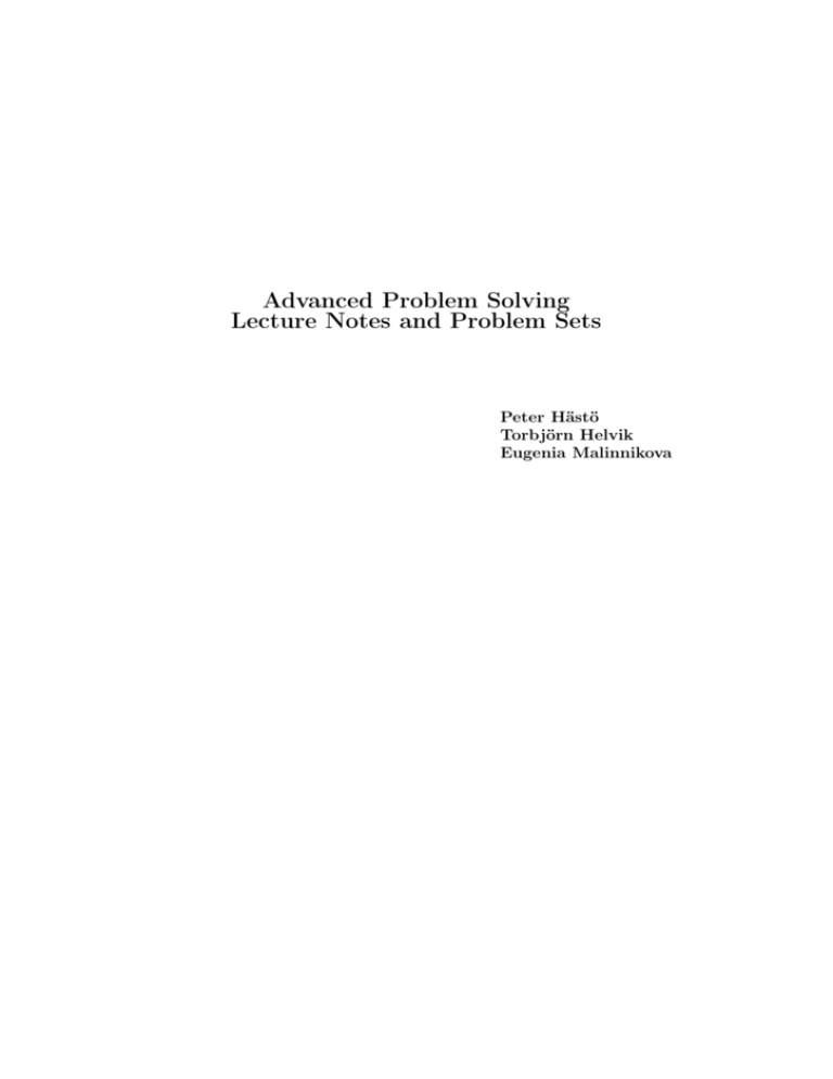 Advanced Problem Solving Lecture Notes And Problem Sets