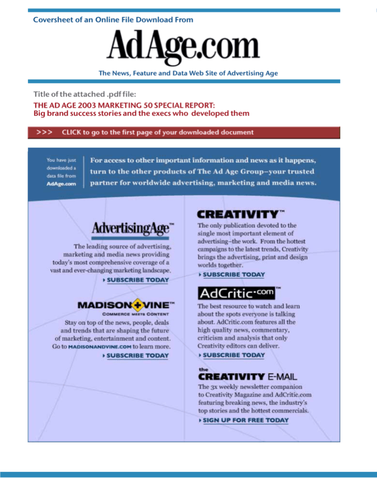 2003 Ad Age Marketing 50