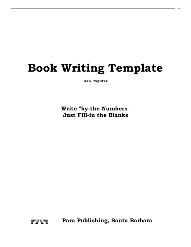 Book Writing Template Book Writing Template