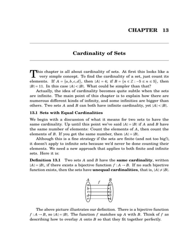 CHAPTER 13 Cardinality Of Sets