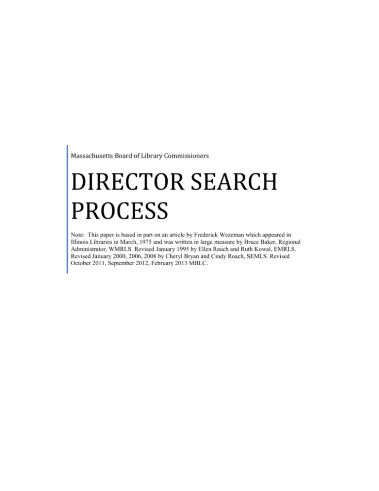 director search process - Massachusetts Board of Library