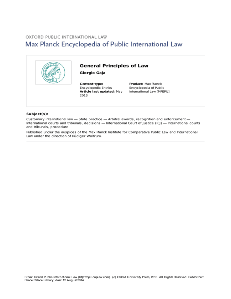 General Principles Of Law General Principles Of Law
