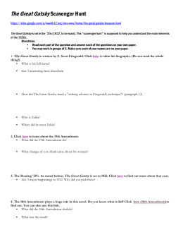 The Great Gatsby and the Roaring `20s Research Topics