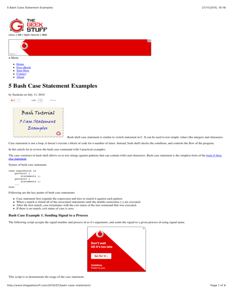 5 Bash Case Statement Examples