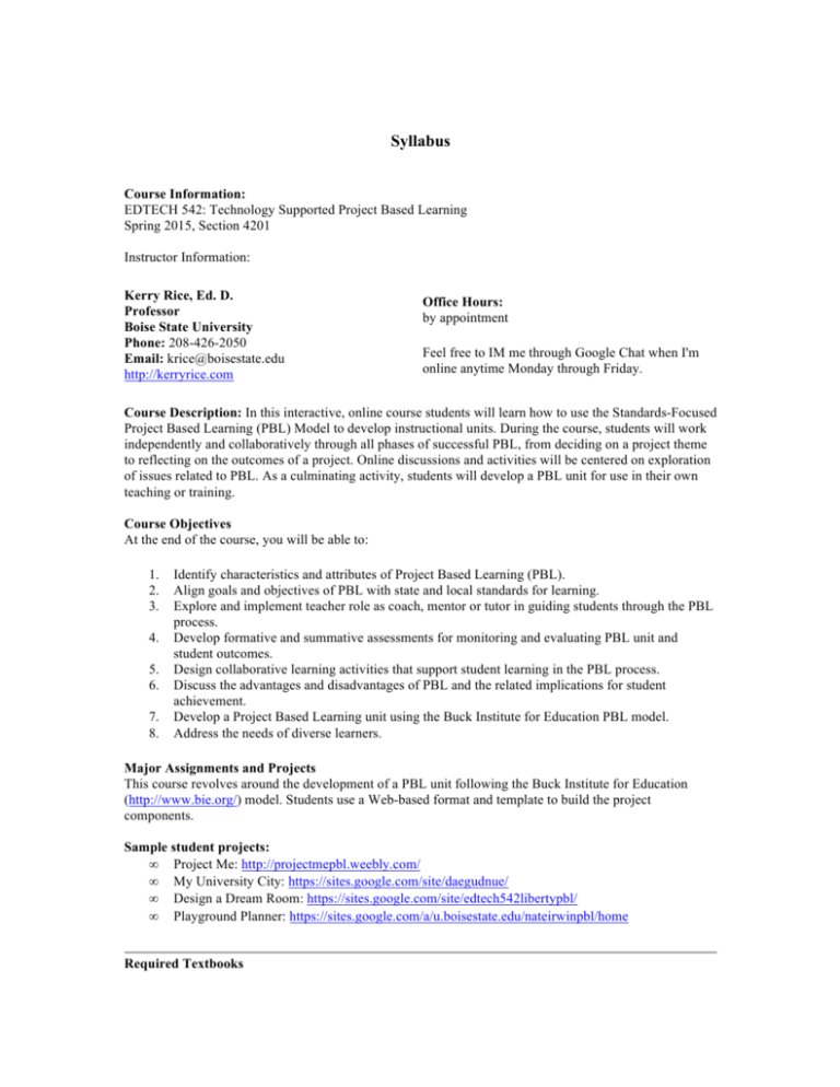Syllabus - EdTech - Boise State University
