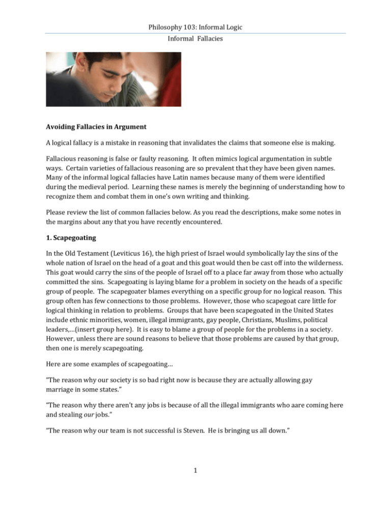 Philosophy 103 Informal Logic