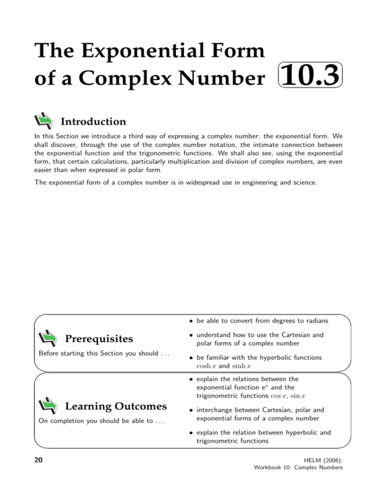 The Exponential Form Of A Complex Number