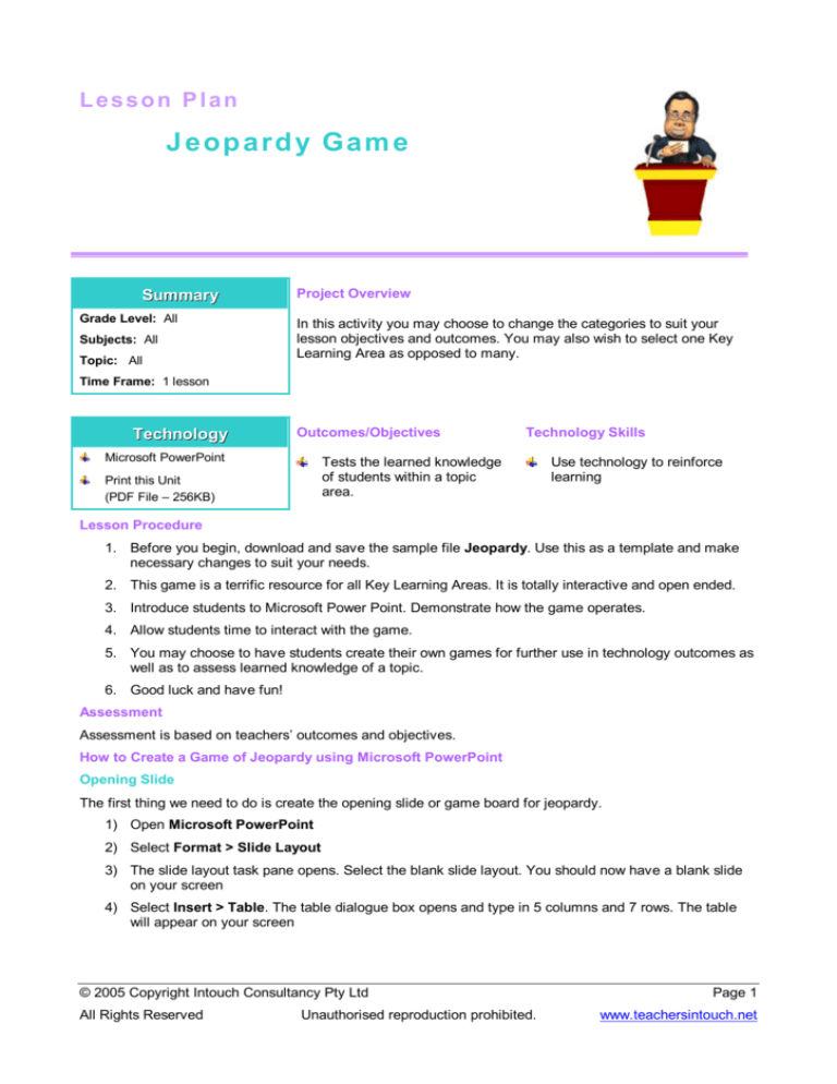 Jeopardy Game