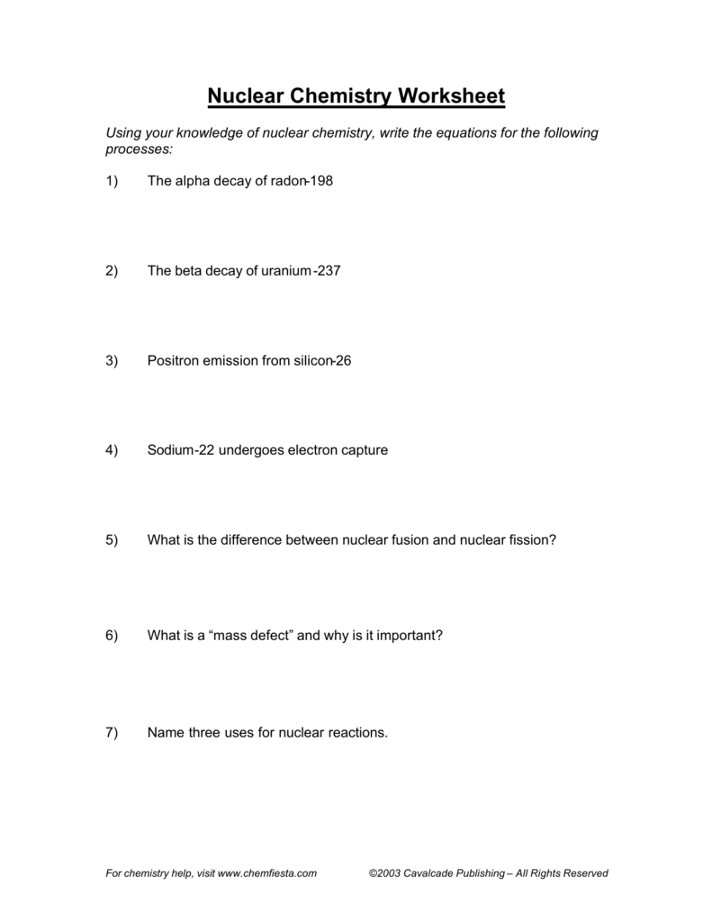 Nuclear Reactions Worksheet Answers Promotiontablecovers