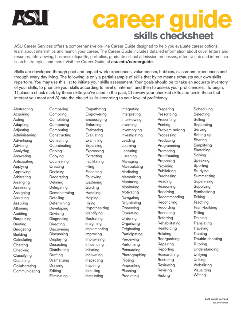 Skills Checklist