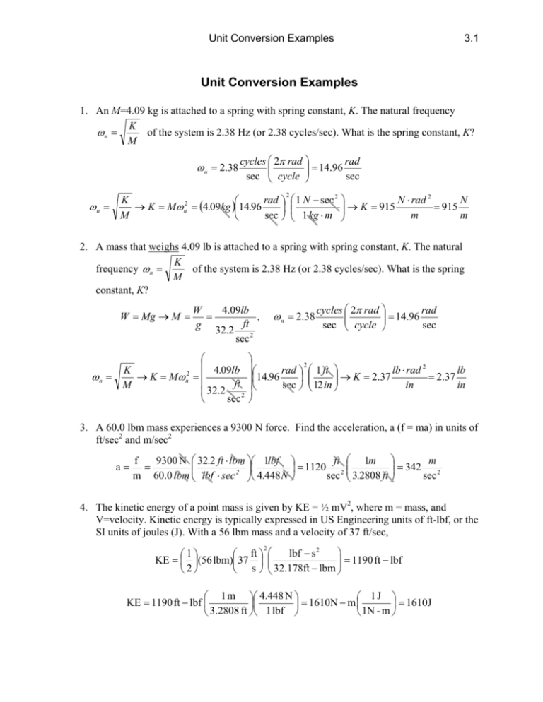 Unit Conversion Examples