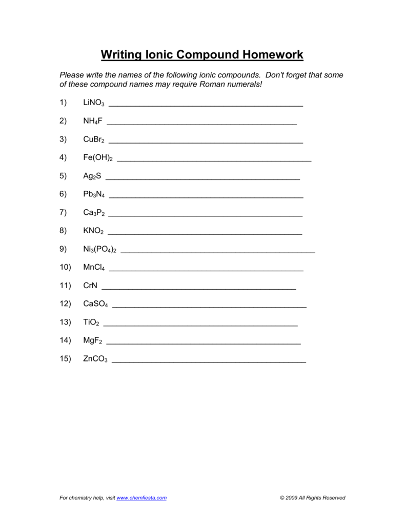 Naming Worksheet 1 Naming Ionic Compounds Naming Worksheet 1 Naming Ionic Compounds