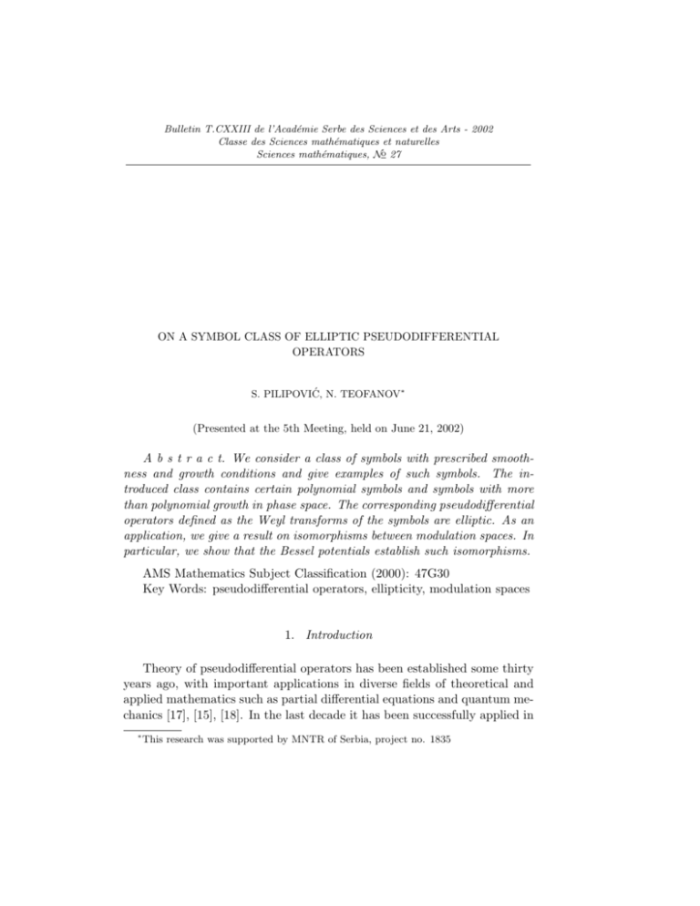 AMS Mathematics Subject Classification (2000): 47G30 Key Words