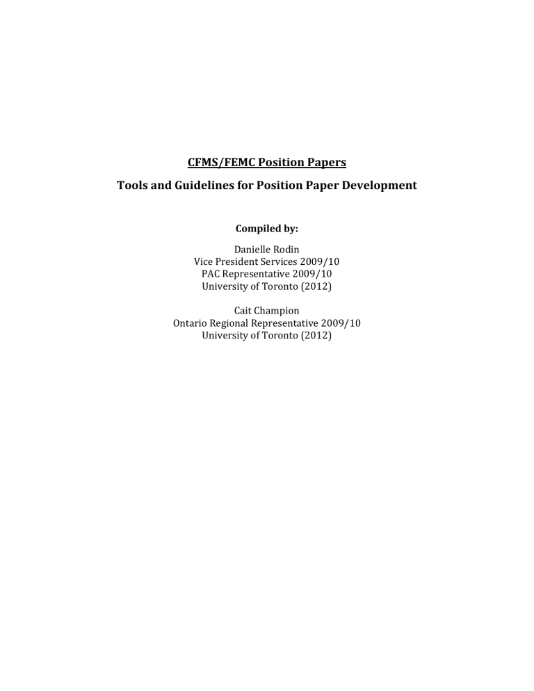 Position Paper Guidelines