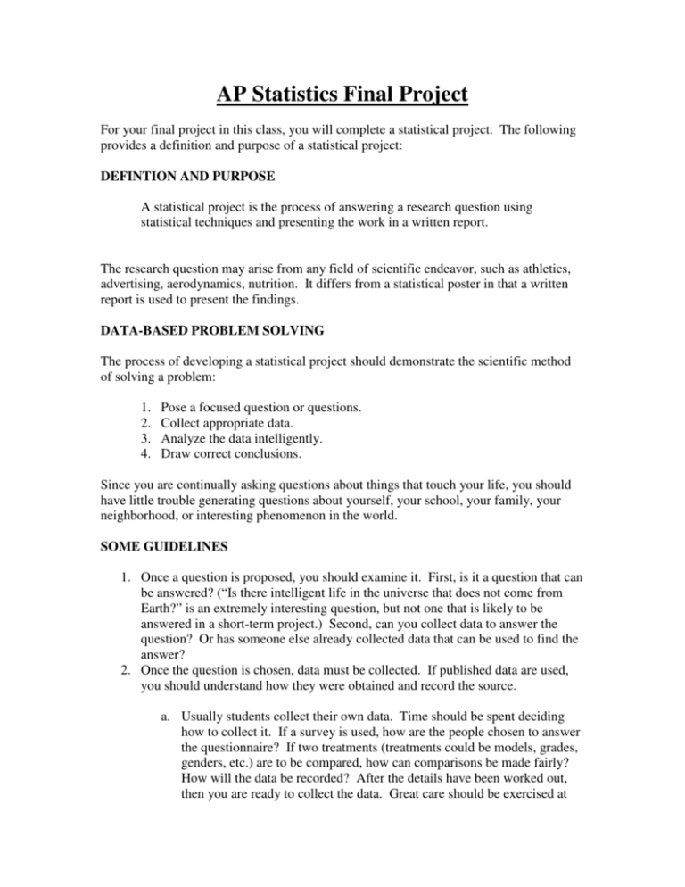 AP Statistics Final Project AP Statistics Final Project