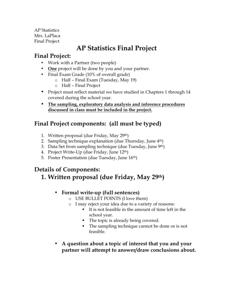 AP Statistics Final Project AP Statistics Final Project