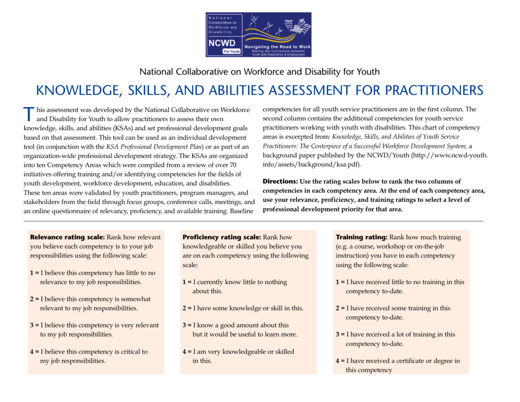 KNOWLEDGE SKILLS AND ABILITIES ASSESSMENT FOR