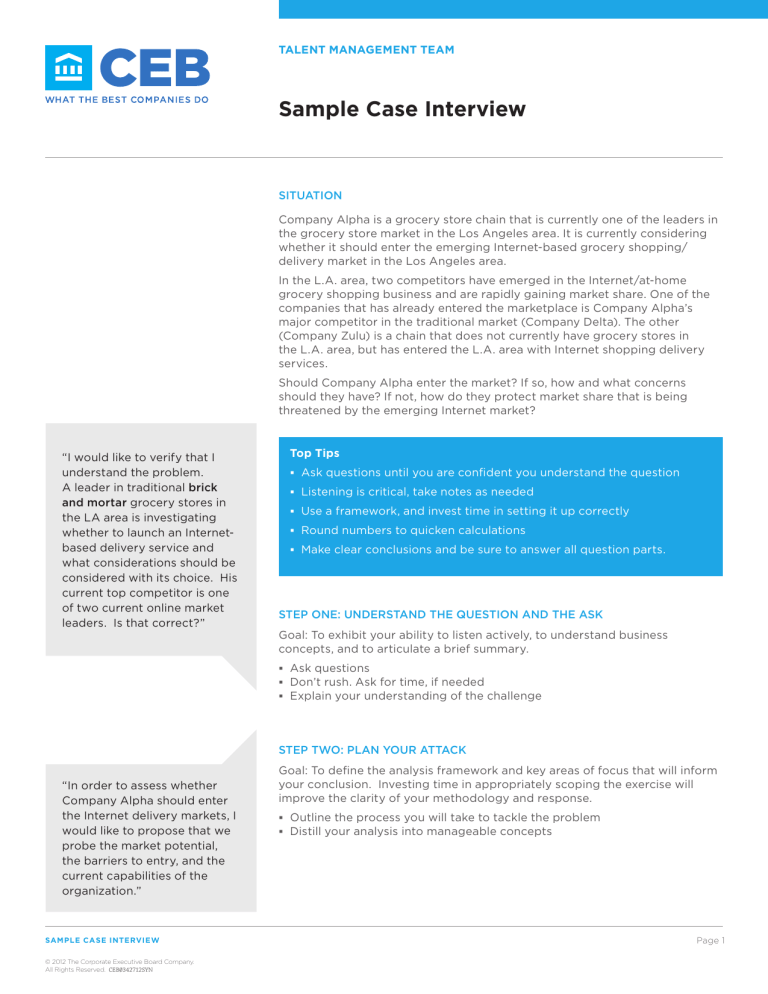 Sample Case Interview