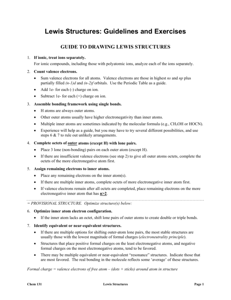 Lewis Structures Guidelines And Exercises