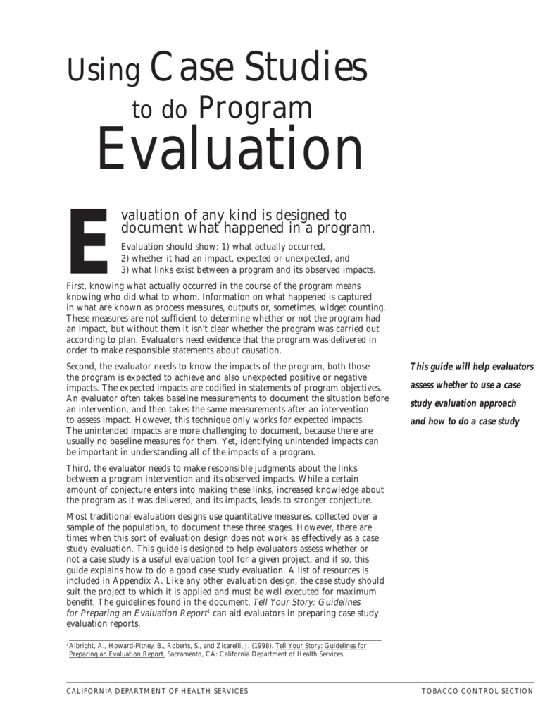 Using Case Studies To Do Program Evaluation