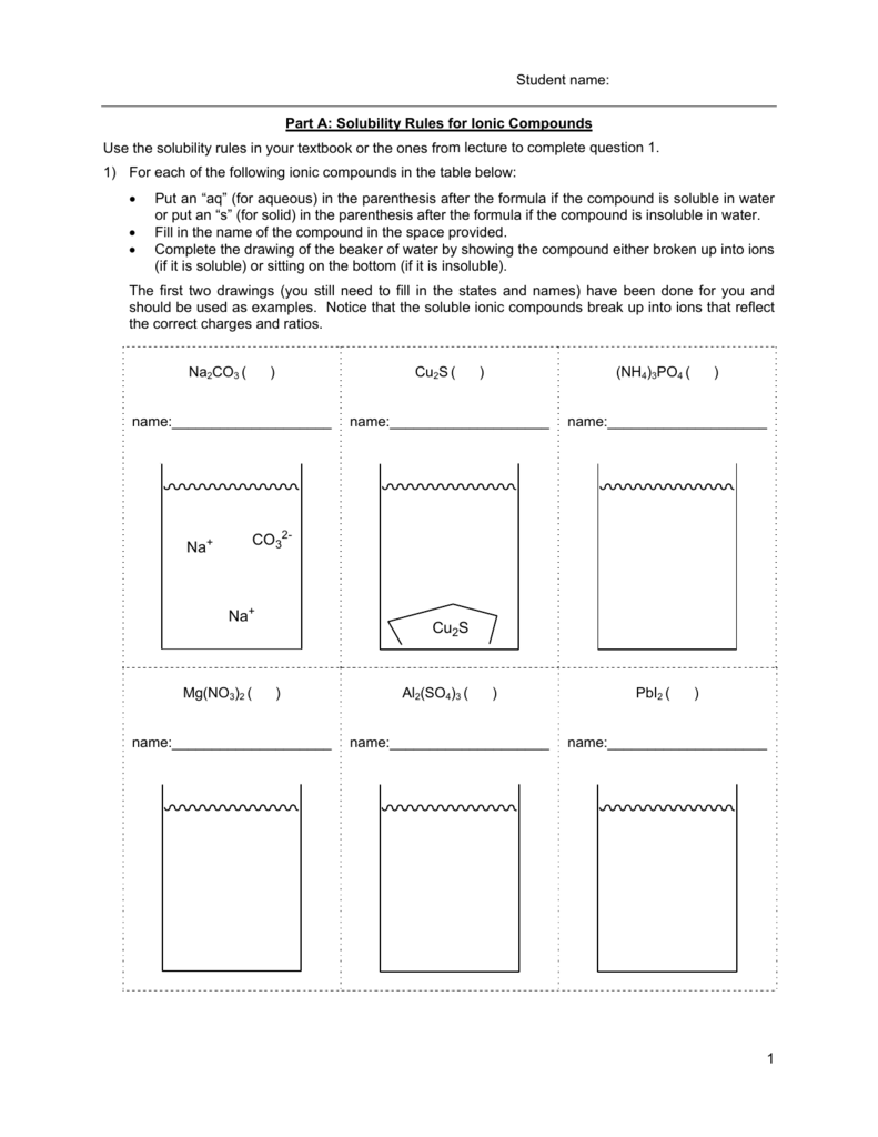 Net Ionic Equations Worksheet