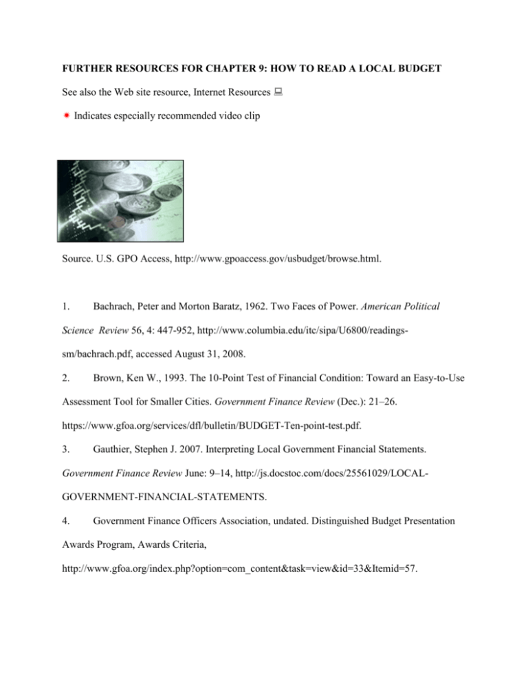 FURTHER RESOURCES FOR CHAPTER 9 HOW TO READ A FURTHER RESOURCES FOR CHAPTER 9 HOW TO READ A
